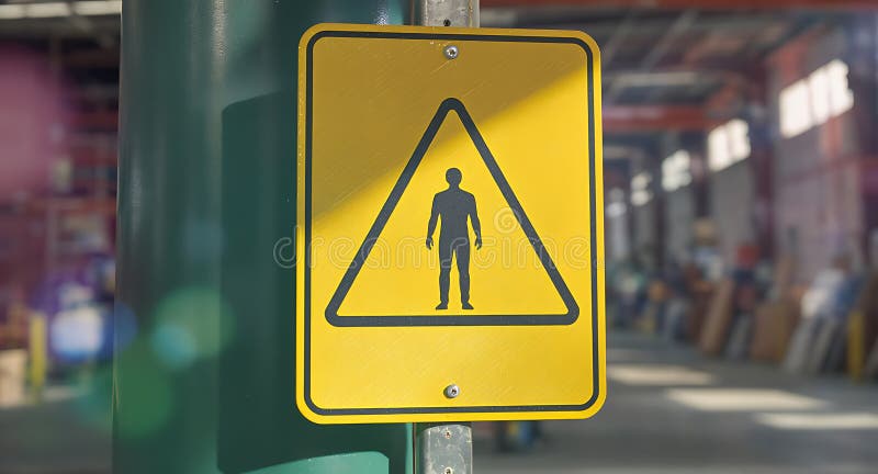 Yellow Sign Indicates Possible Hazard with Human Silhouette Symbol ...