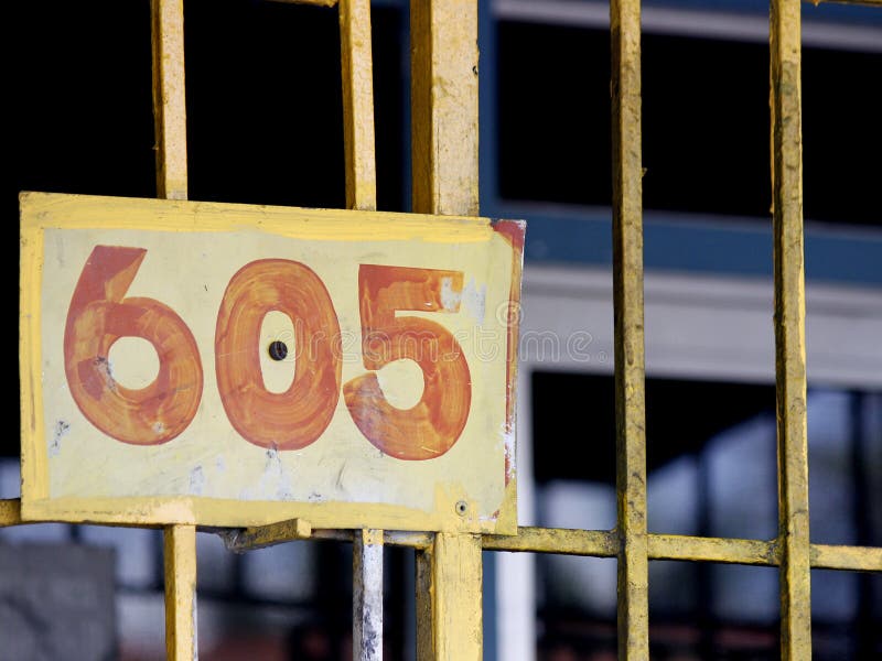 Yellow 605 sign stock photo. Image of sign, number, daylight - 80290002