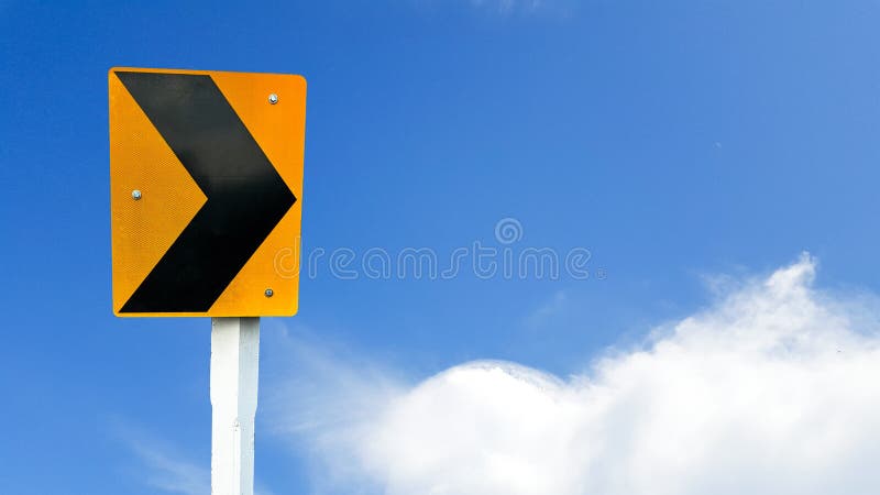 Yellow Sign with Straight Direction Arrow on Blur Background To Warn ...