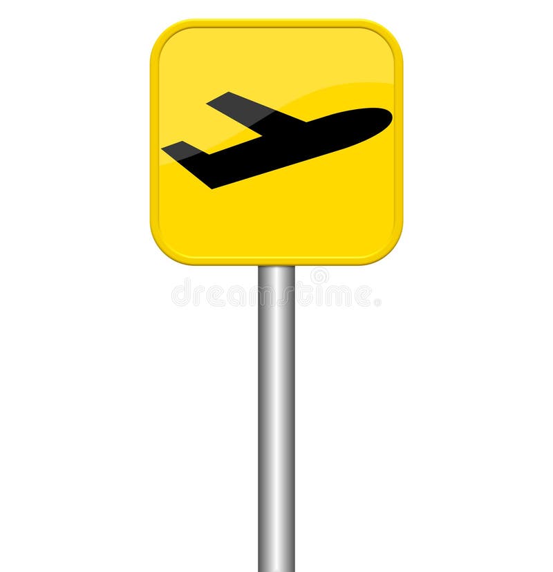 Yellow sign shows airplane stock illustration. Illustration of ...