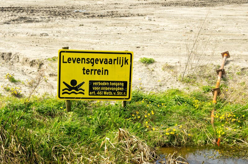 Yellow Sign with Text Perilous Area Forbidden Unauthorized Access Stock ...
