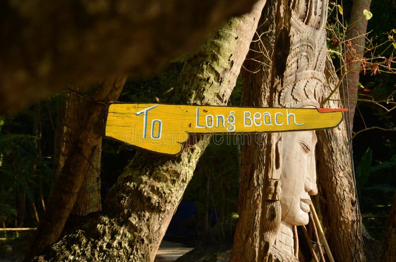 Yellow sign to Long Beach stock photo. Image of thai - 65017240