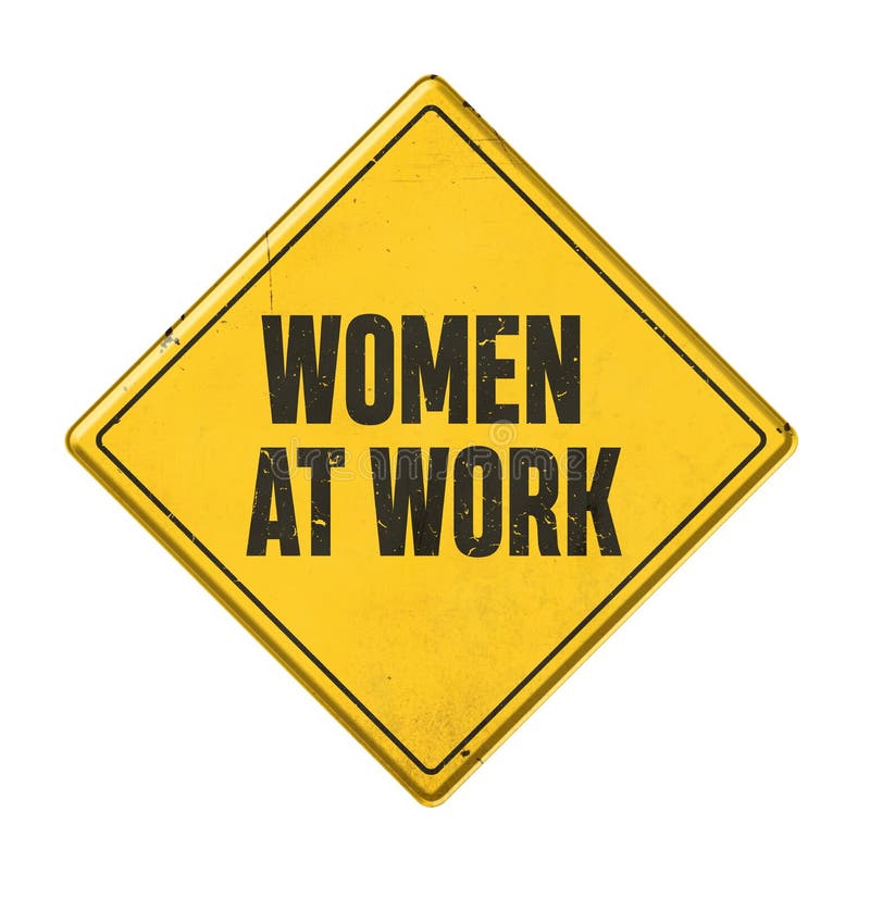 Yellow Sign on a White Background - Men at Work Stock Image - Image of ...