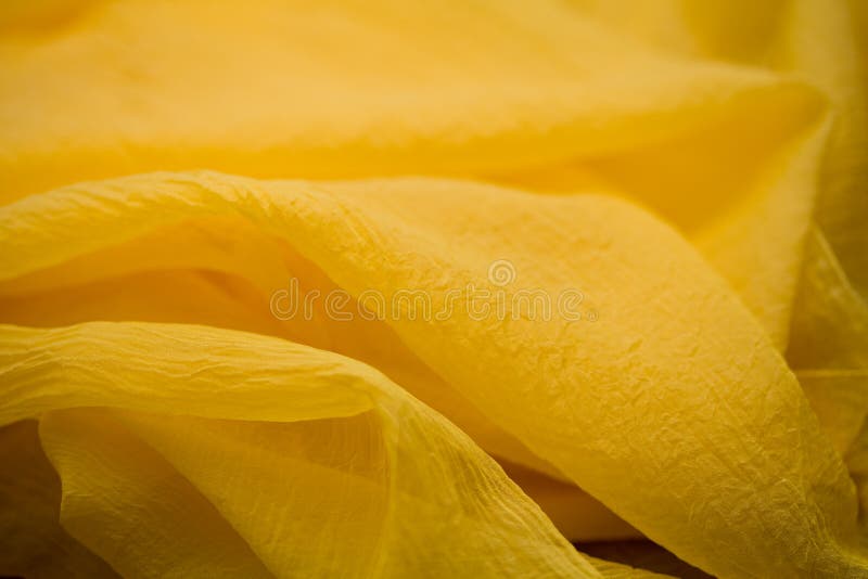 Yellow Silk Tender Colored Textile, Elegance Rippled Material Stock ...