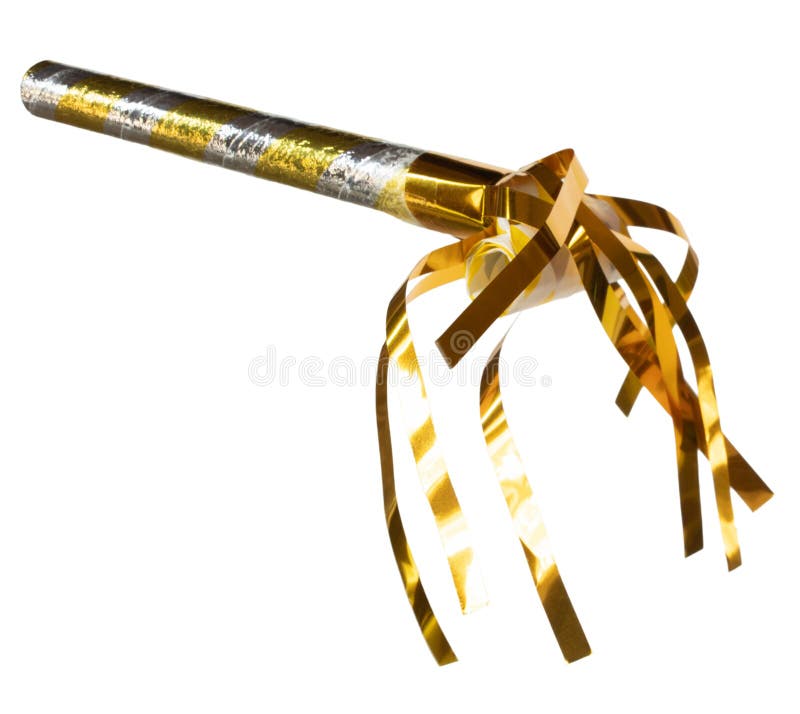 Yellow Noise Maker with Streamers Stock Image - Image of paper, gold ...