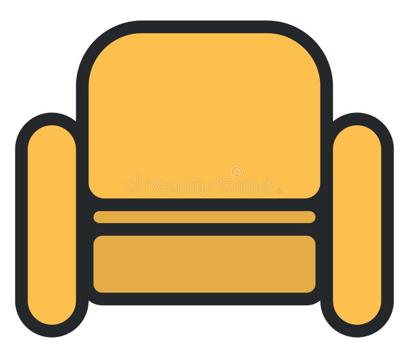 Yellow armchair, icon stock vector. Illustration of home - 261059500