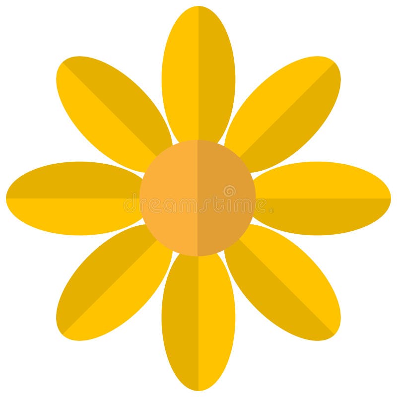 Yellow Simple Flat 2D Flower, Vector Illustration Stock Vector ...