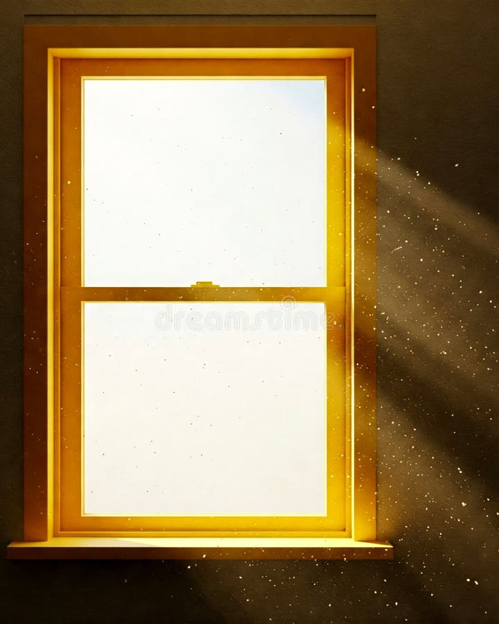 A Yellow Single Window with Sunlight Streaming in Stock Illustration ...