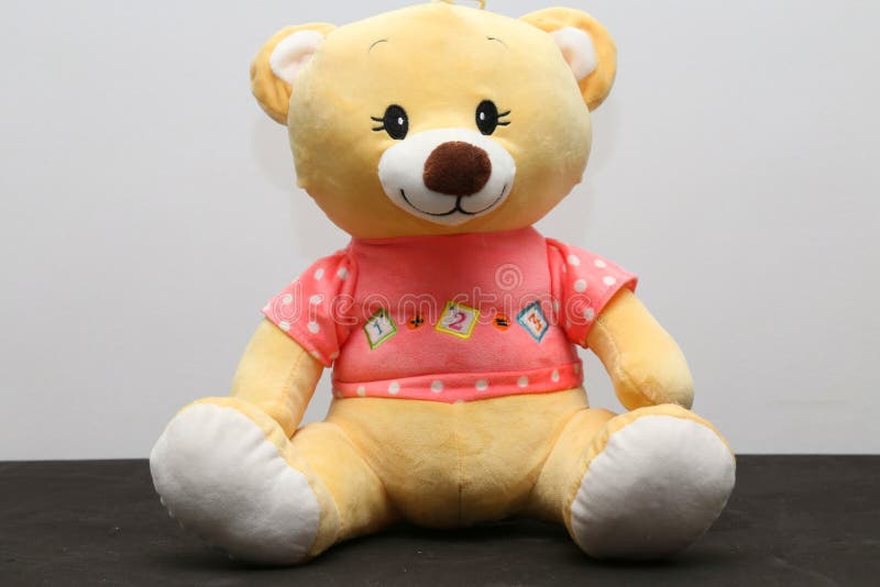 Yellow Sitting Teddy Bear Plush Stock Image - Image of yellow, plush ...