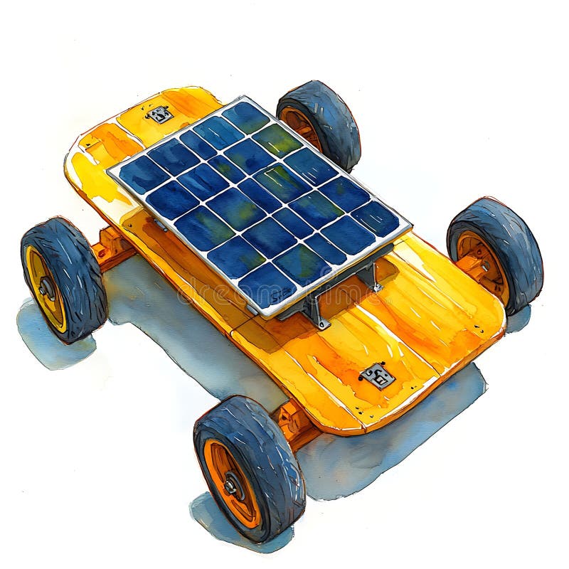 Yellow Skateboard with Solar Panel and Wheels, Powered by the Sun Stock ...
