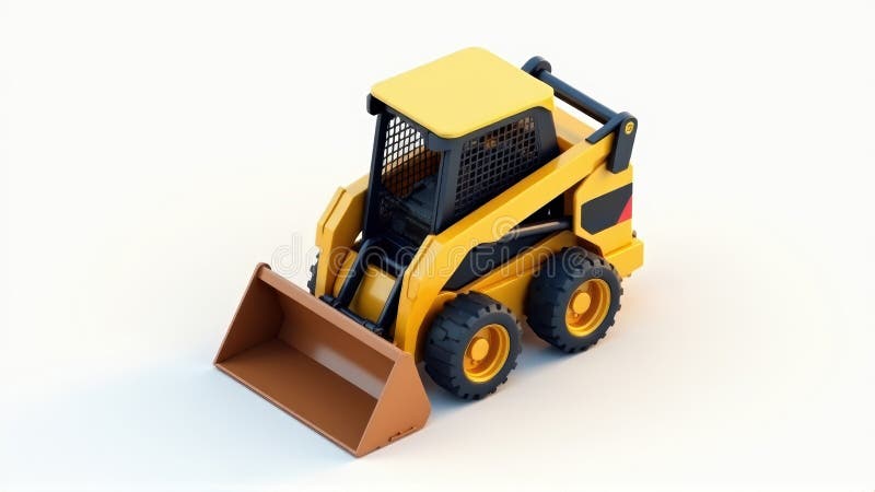 Yellow Skid Steer Loader Isolated on White Background. Stock ...