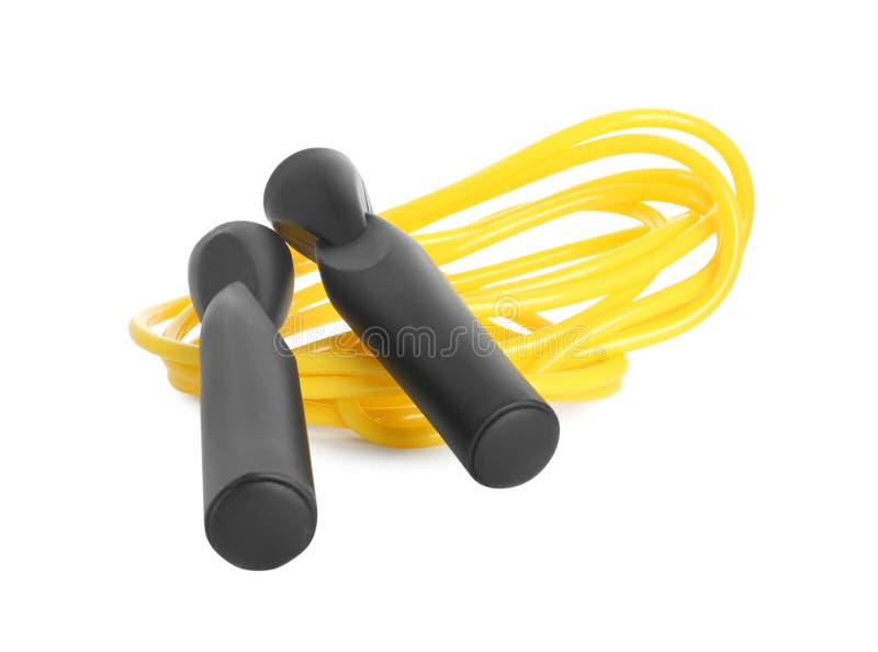 Yellow Skipping Rope with Black Handles Isolated on White Stock Image ...