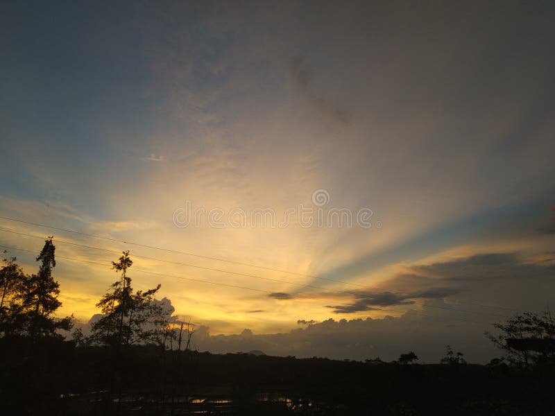 Yellow sky almost sunset stock photo. Image of sunlight - 263455750