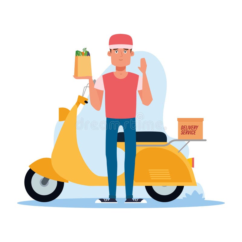 Man motorcycle delivery stock vector. Illustration of speed - 203028178