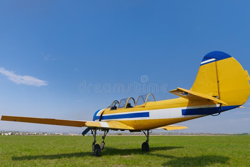 Yellow Small Plane stock image. Image of propeller, wing - 7259797