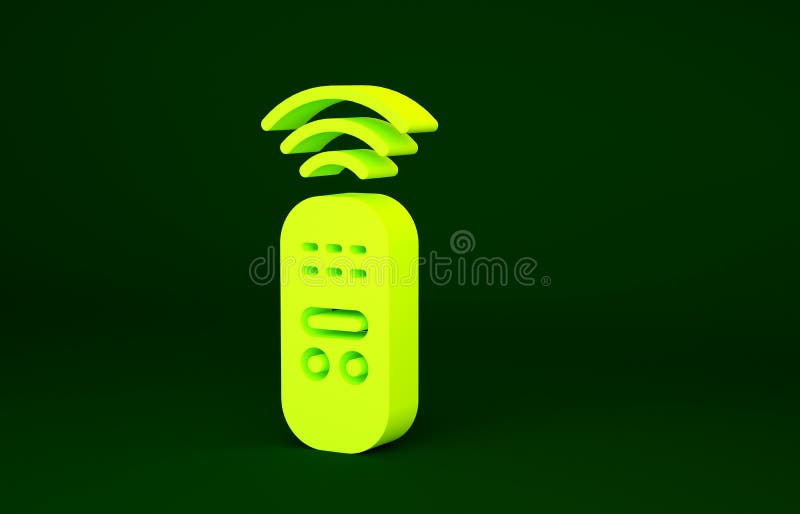 Yellow Smart Remote Control System Icon Isolated on Green Background ...