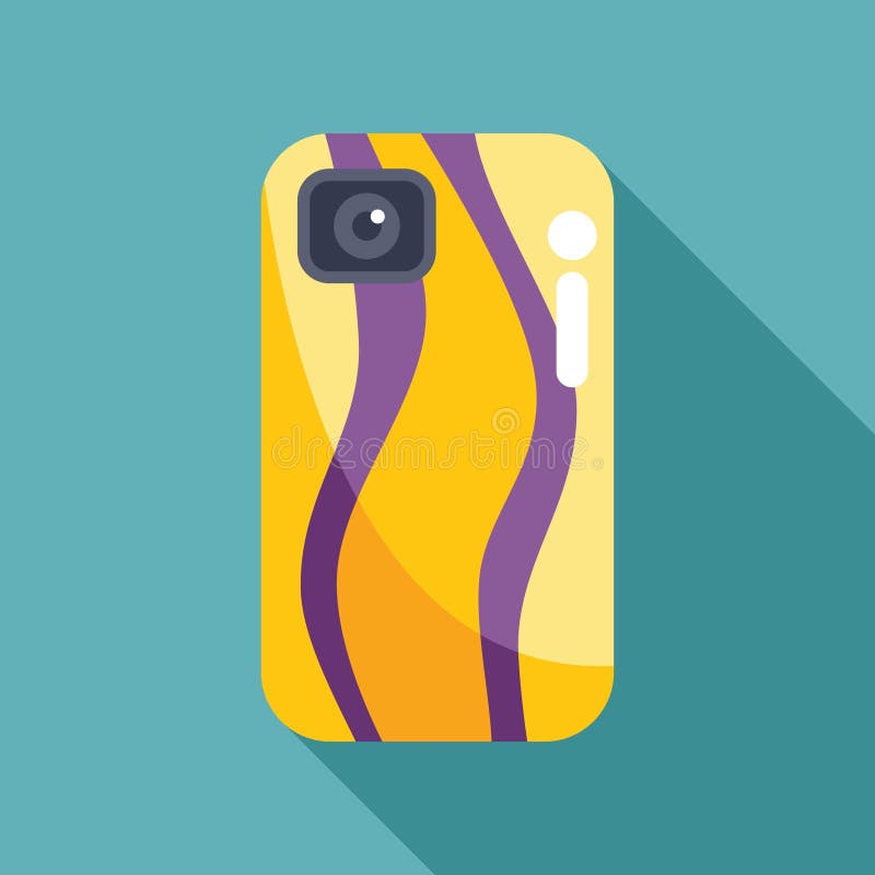 Yellow Smartphone Case with Purple Waves Showing Camera Lens Stock ...