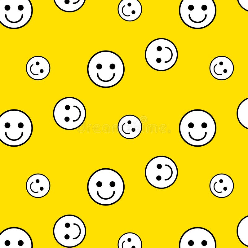 Yellow Smile Face Seamless Pattern. Vector Background Stock Vector ...