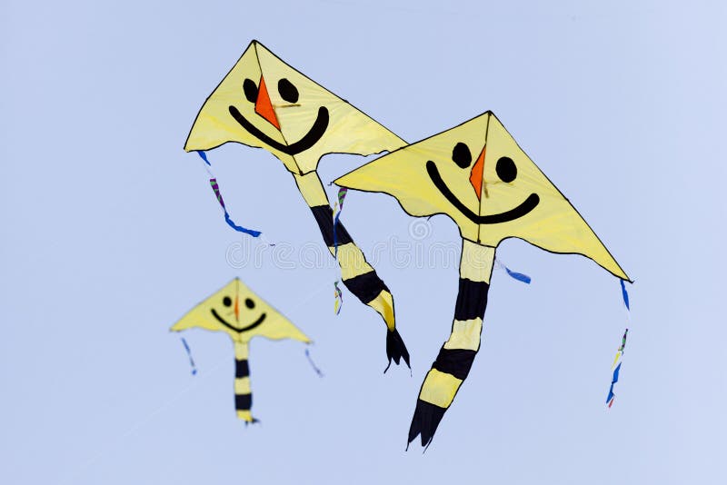 Yellow smile kites stock photo. Image of horizontal, copy - 24790608