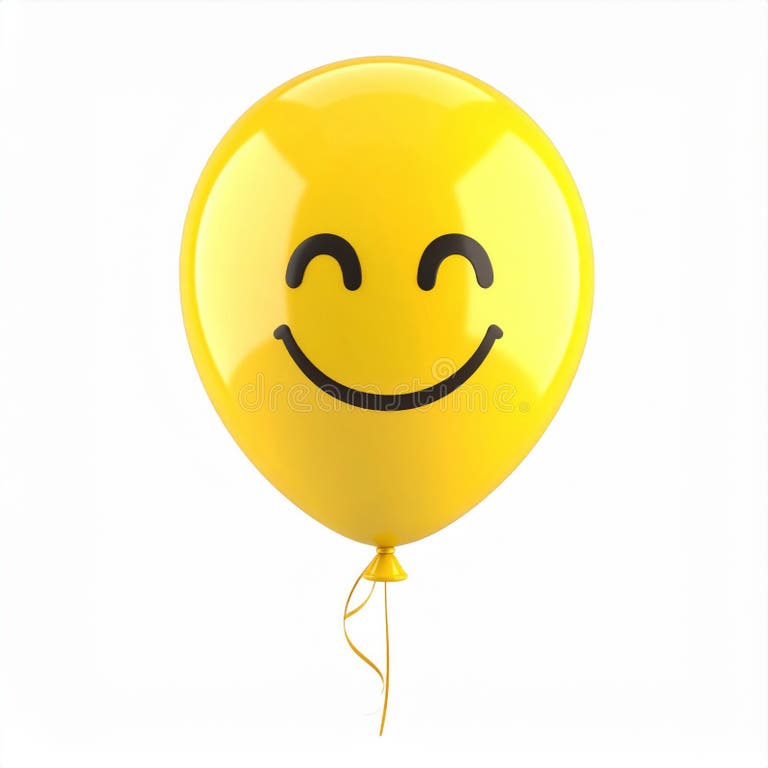 Yellow Smiley Balloon on White Background Stock Illustration ...