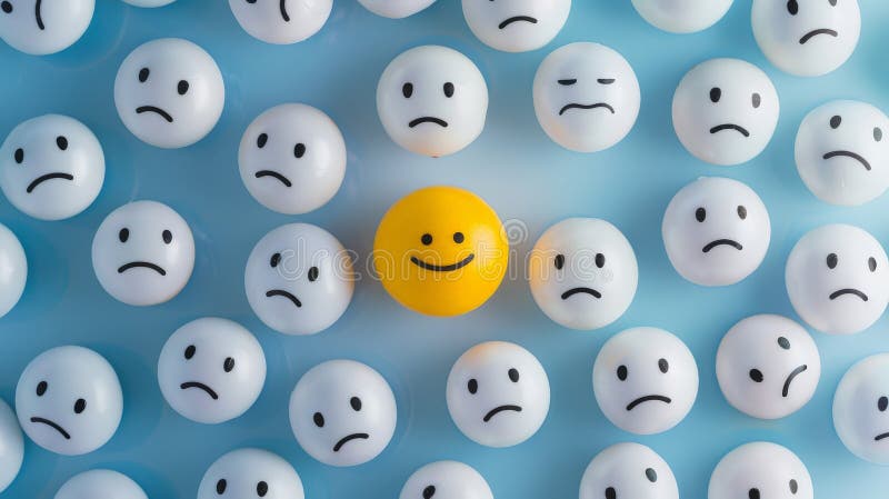 A Yellow Smiley in a Crowd, Difference Concept Stock Photo - Image of ...