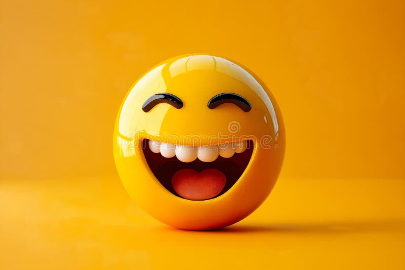 Yellow Smiley Face Emoticon on Yellow Background, Minimalistic Design ...