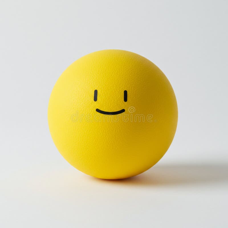 Yellow Smiley Face Ball with a Simple, Friendly Expression in Black ...