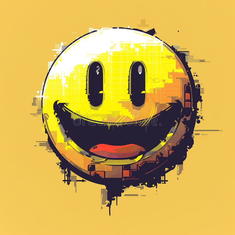 A Yellow Smiley Face with a Big Smile on it Stock Illustration ...
