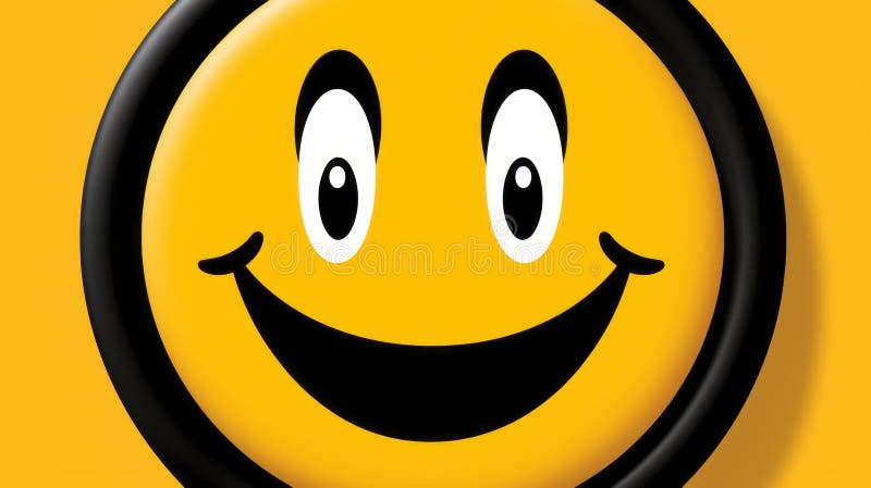A Yellow Smiley Face with a Black Border Stock Illustration ...