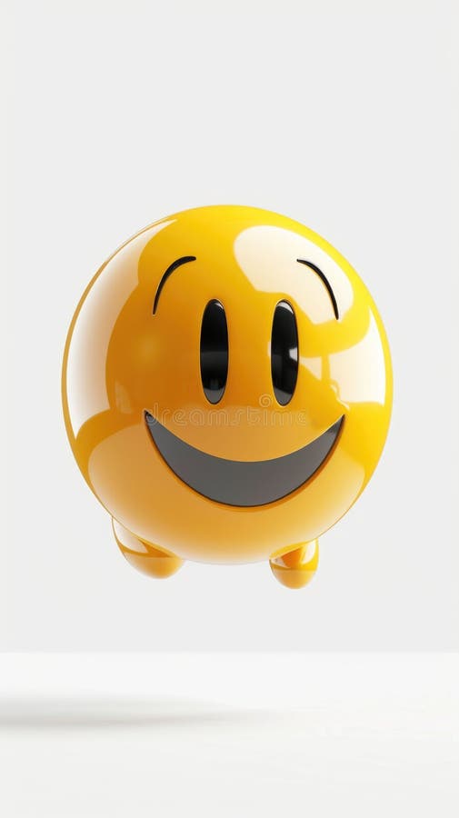 Yellow Smiley Face Floating in a Minimalist White Space, Cheerful and ...