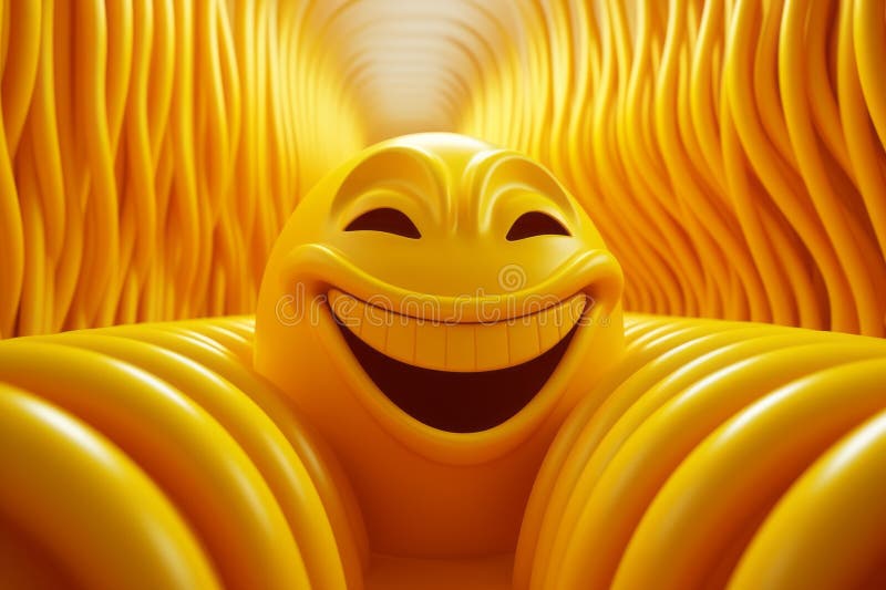 A Yellow Smiley Face in the Middle of a Tunnel Stock Illustration ...