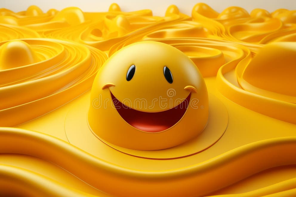 A Yellow Smiley Face Sitting on Top of a Wave of Yellow Liquid Stock ...