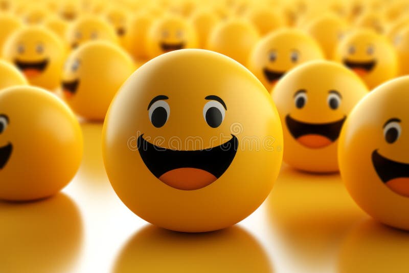 A Yellow Smiley Face is Surrounded by Many Other Smiley Faces Stock ...
