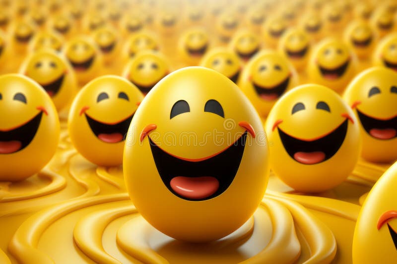 A Yellow Smiley Face Surrounded by Many Other Smiley Faces Stock ...
