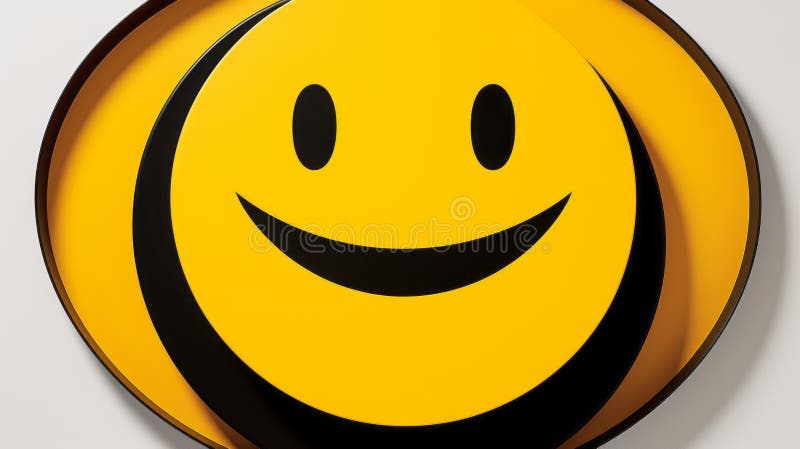 A Yellow Smiley Face on a White Wall Stock Illustration - Illustration ...