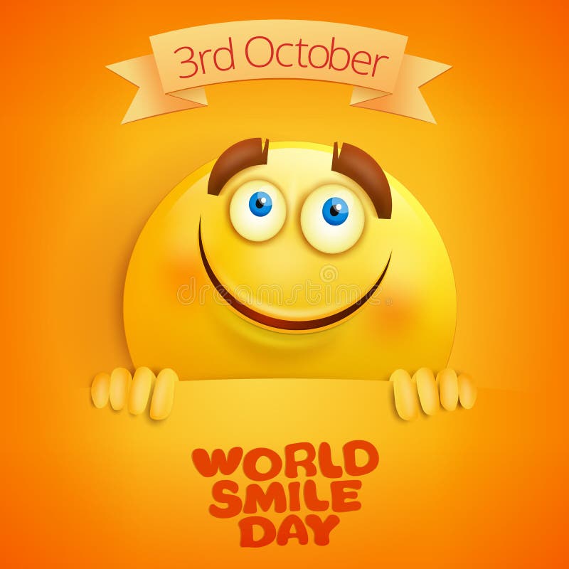 Yellow Smiley Face. World Smile Day Card Template Stock Illustration ...