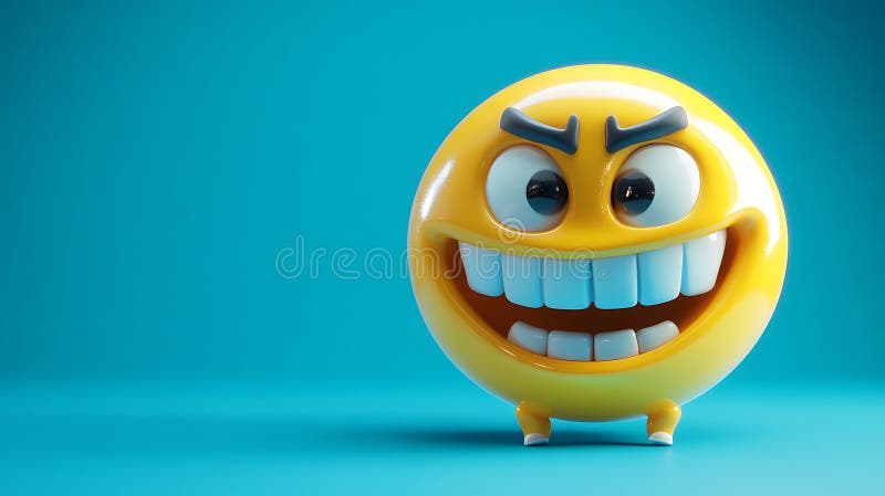 Yellow Smiling Character with Angry Expression and Large Teeth Stock ...