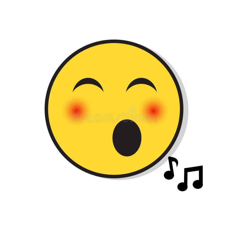 Yellow Smiling Face Singing Positive People Emotion Icon Stock Vector ...