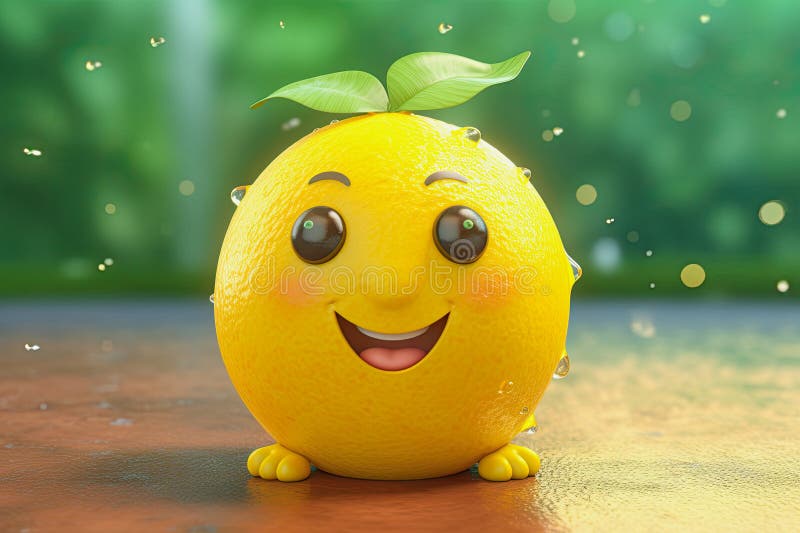 Yellow Smiling Lemon Character, Generative Ai Illustration Stock ...