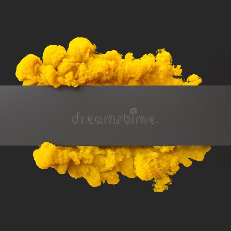 Yellow Smoke Envelops a Gray Banner on a Dark Background Stock ...