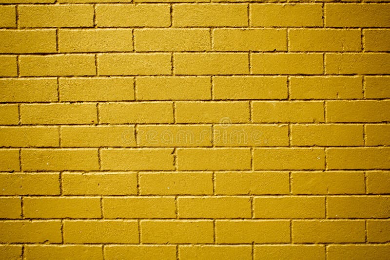 A Yellow Smooth Brick Wall. Rough Surface. Concrete Texture Stock Image ...