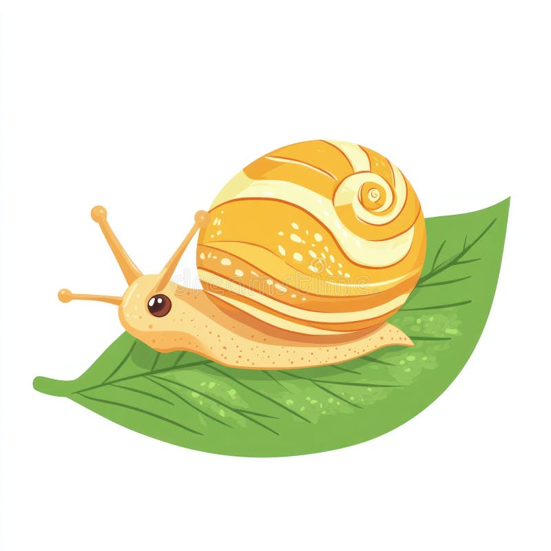 Yellow Snail on Green Leaf, Nature, Illustration Stock Image - Image of ...