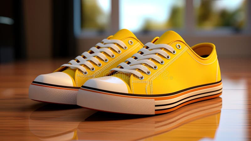 Yellow Sneakers with a Contrast Sole - a Fun Step To the Style Stock ...