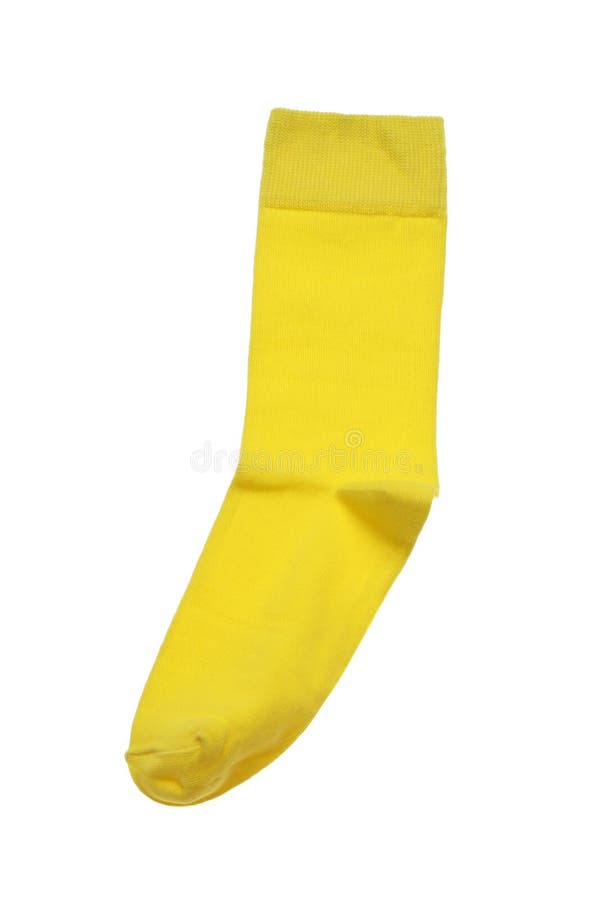 Yellow Sock Isolated on White, Top View Stock Image - Image of simple ...