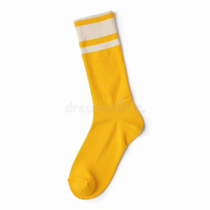 Yellow Sock with White Stripes Stock Illustration - Illustration of ...