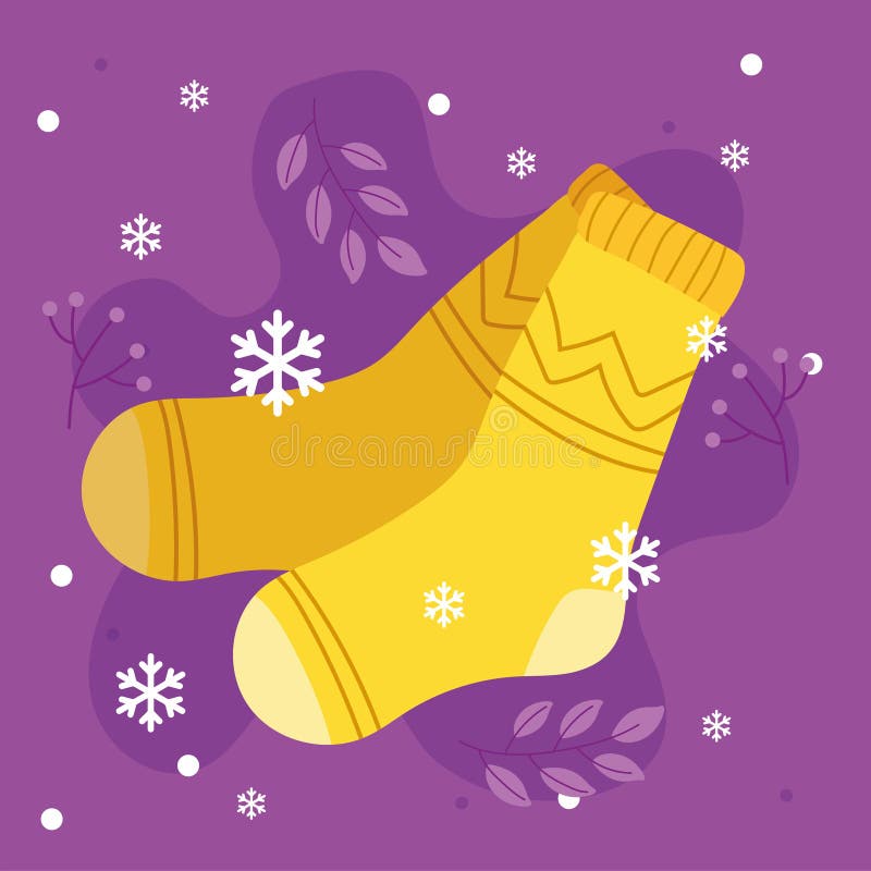Yellow Socks Winter Style. Vector Stock Vector - Illustration of cold ...