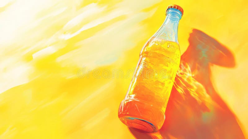 Yellow Soda Bottle on Sunny Yellow Background Stock Illustration ...
