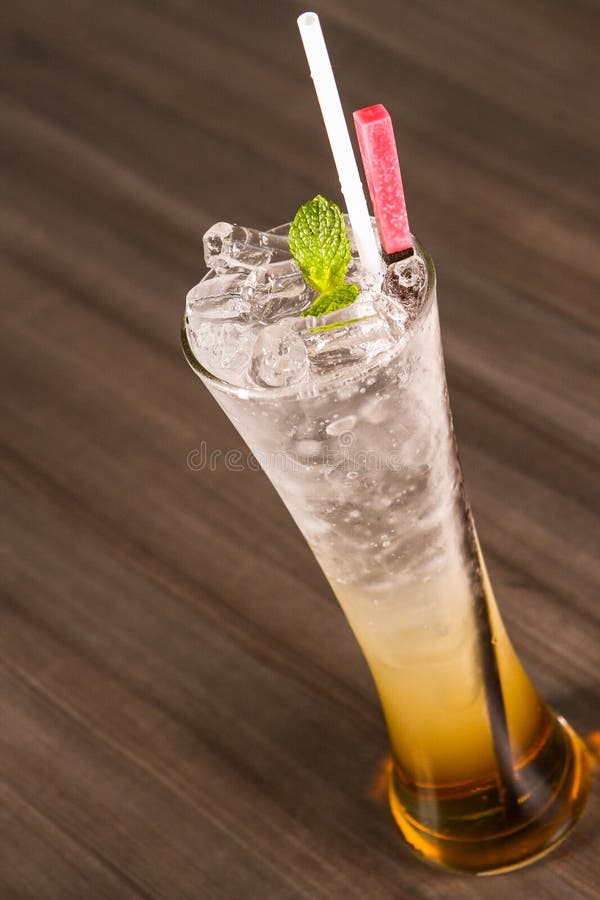 Yellow Soda stock photo. Image of mint, glass, straw - 44724798