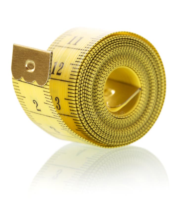 Yellow, Soft, Measuring Ruler Folded in Roll Isolated on White Stock ...