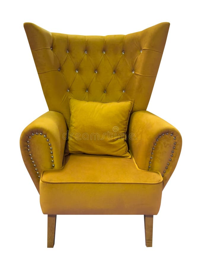 Yellow Soft Vintage Armchair Isolated on White Background Stock Photo ...